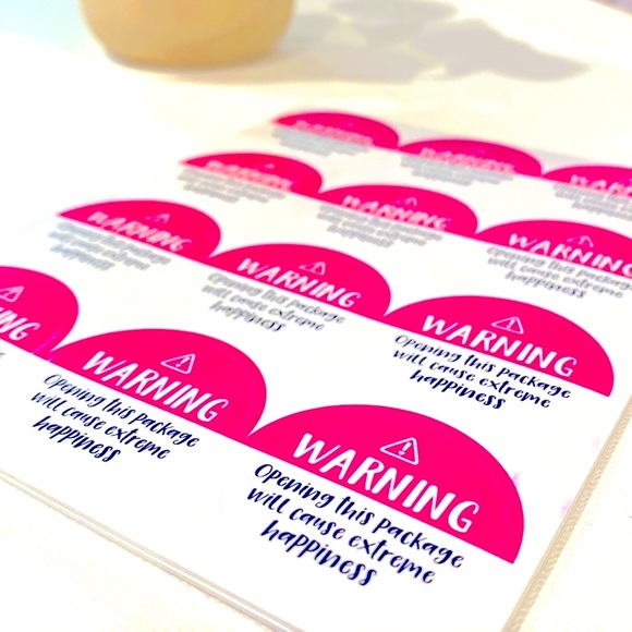 Office | New Pink Warning Extreme Happiness Stickers | Poshmark